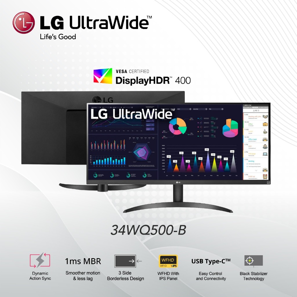 Jual Monitor LED LG UltraWide™ 34WQ500-B - Full HD 100Hz 34" Inch ...