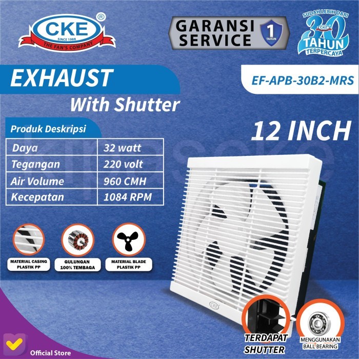Jual Exhaust Fan 12 Inch EF-APB-30B2-MRS Kipas Angin Dinding Ventilasi ...