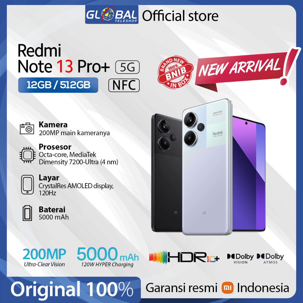 Jual Xiaomi Redmi Note 13 Pro Plus 5G 12/512GB Garansi Resmi | Shopee ...