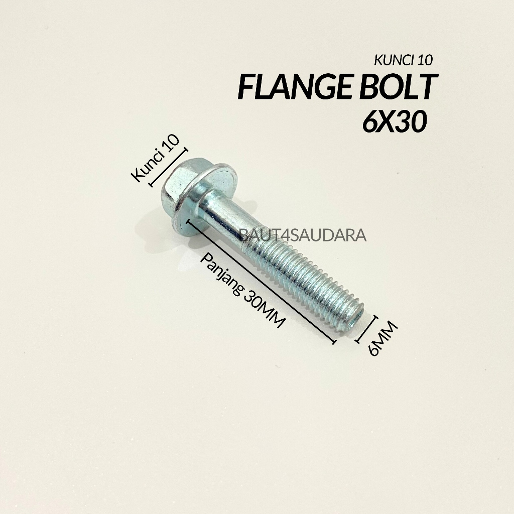 Jual Baut Flange Bolt M6 6x30 Kunci 10 Putih | Shopee Indonesia