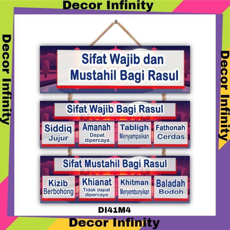 Jual Hiasan Dinding SIFAT WAJIB DAN MUSTAHIL BBAGI RASUL 30x30 BIG SIZE ...