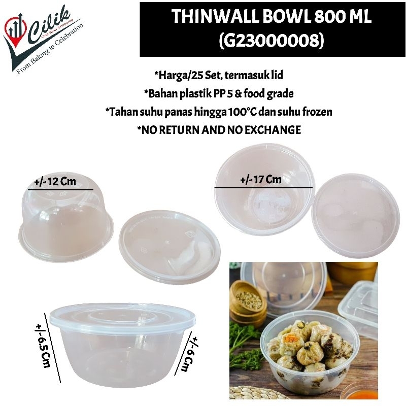 Jual thinwall container bowl 800 ml mangkok kemasan packaging soto ...