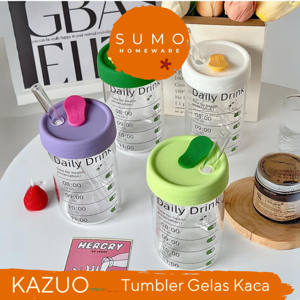 Jual |SUMO| KAZUO Tumbler Kaca Coffee Tea Transparan Botol Kaca Infused ...