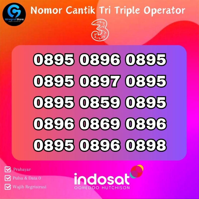Jual Nomor Cantik Tri Triple Operator | Shopee Indonesia