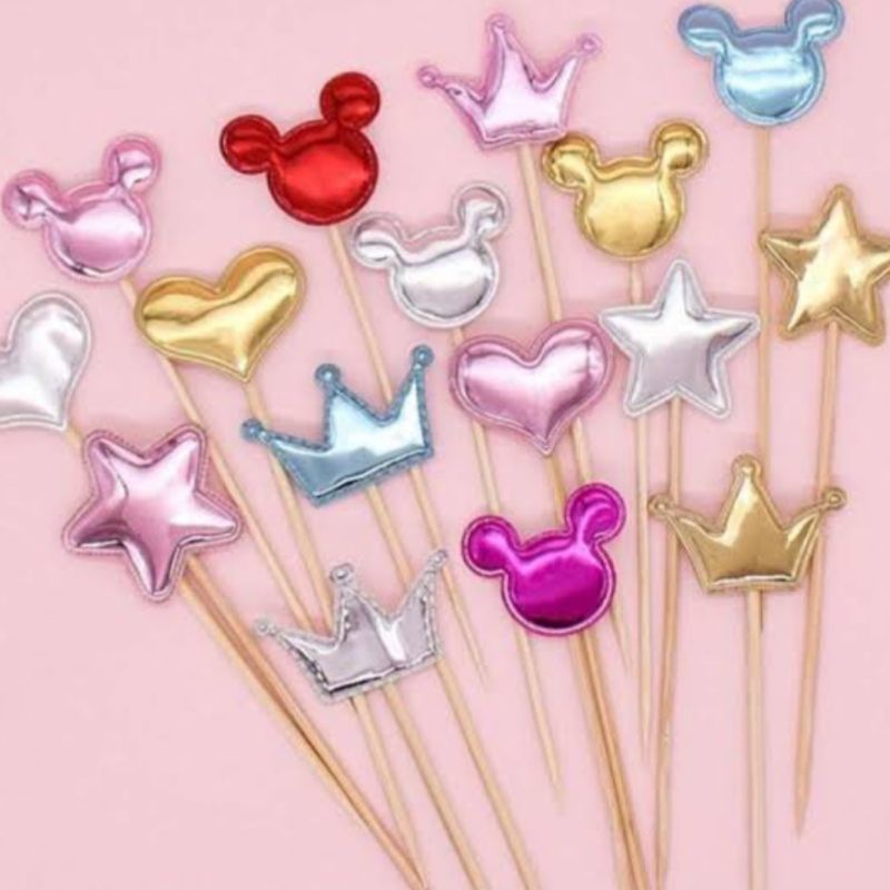 Jual Topper hati bintang mahkota | topper hiasan set isi 5 cake cupcake ...