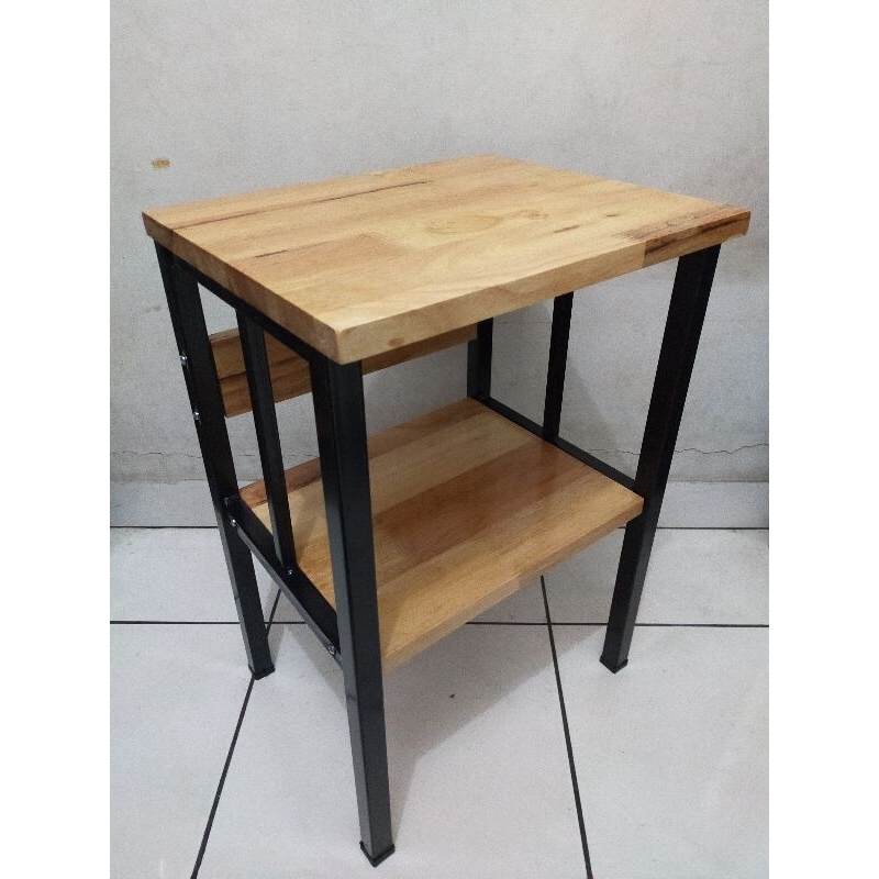 Jual Rak Dispenser Kayu Besi / Meja Hias Kayu / Rak Kayu 2 Tingkat ...