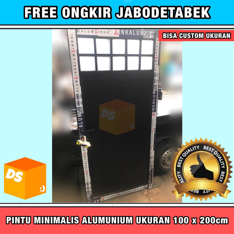 Jual PINTU HITAM MINIMALIS ALUMUNIUM 100 x 200cm & KUSEN (ALUMUNIUM ...