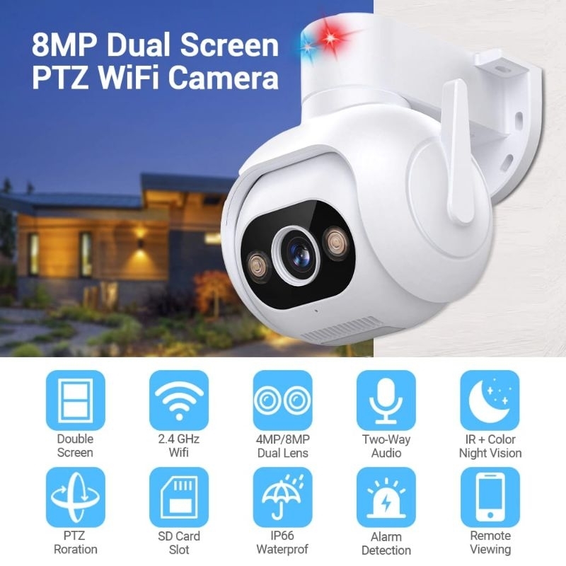 Jual CCTV Camera 8MP 4K Full HD Waterproof Kamera Wifi Outdoor PTZ ...