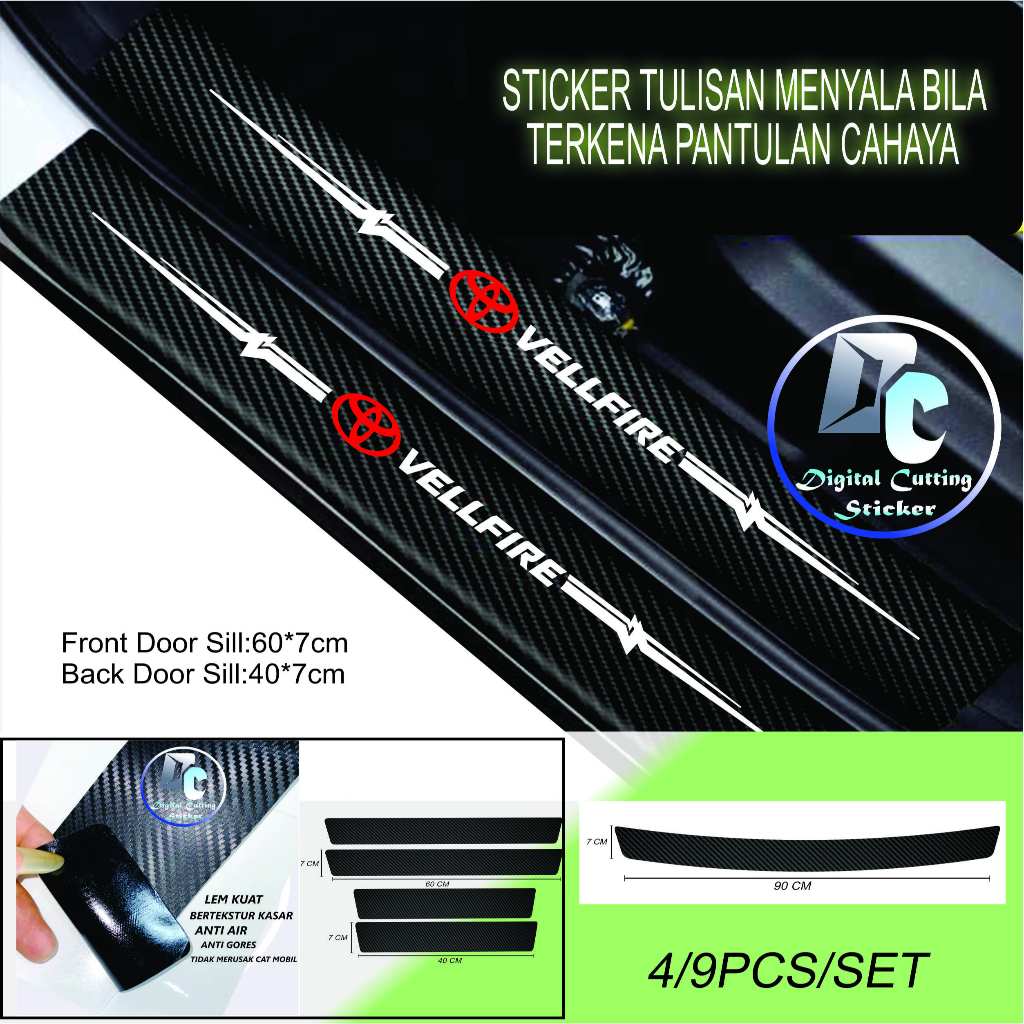 Jual Stiker Pelindung Pintu Mobil Vellfire 3D Door Sill Plate Guard ...