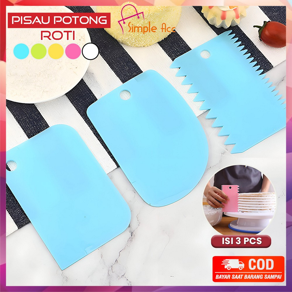 Jual DO-C1042 Pemotong Adonan Kue Roti ISI 3PCS Scraper Kue Perapih ...