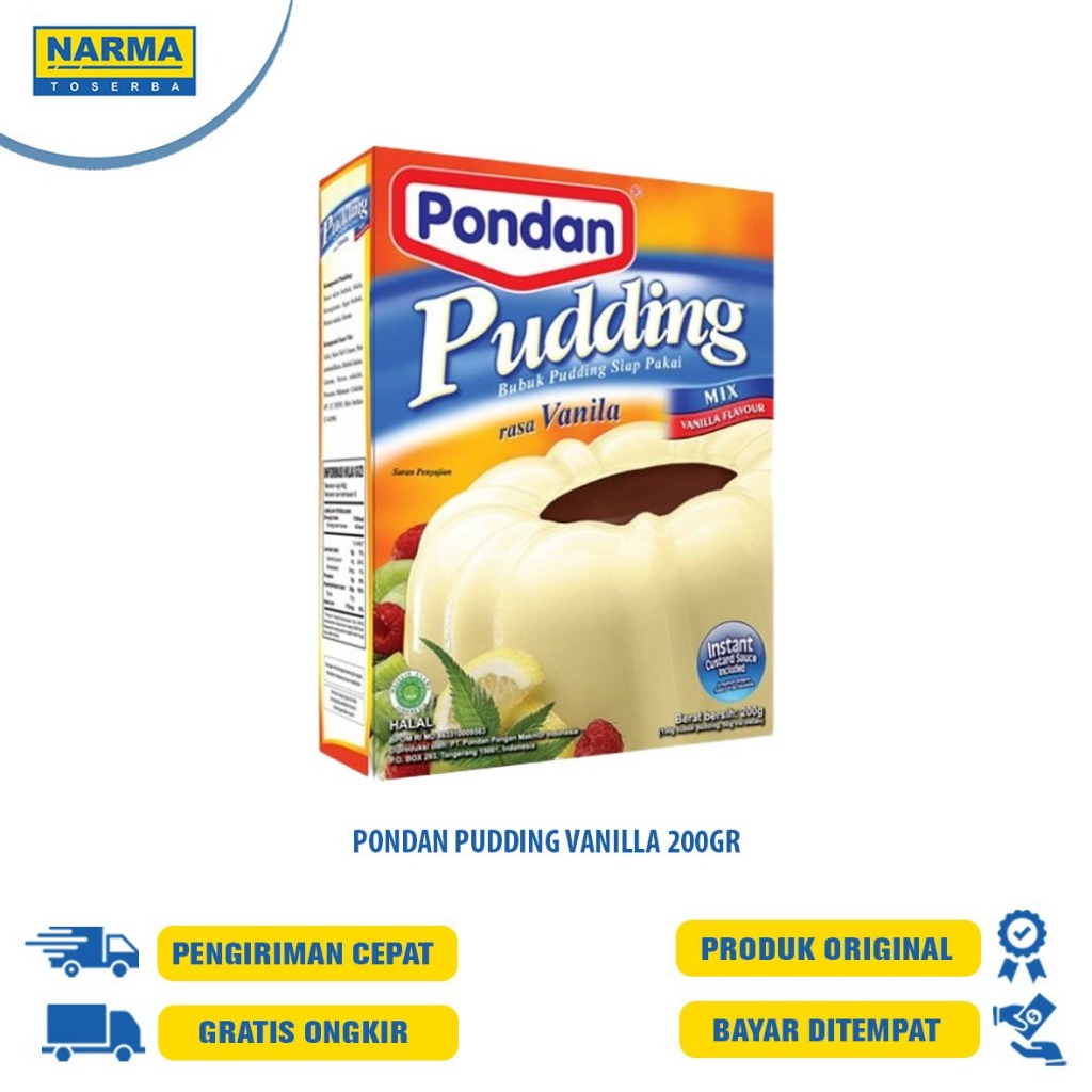 Jual PONDAN PUDDING STRAWBERRY/VANILLA/MANGGA/200GR/PUDDING RASA ...