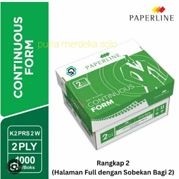 Jual Continuous Form K2 PRS Paperline 2 Ply Warna Potong Tengah 9.5 x ...