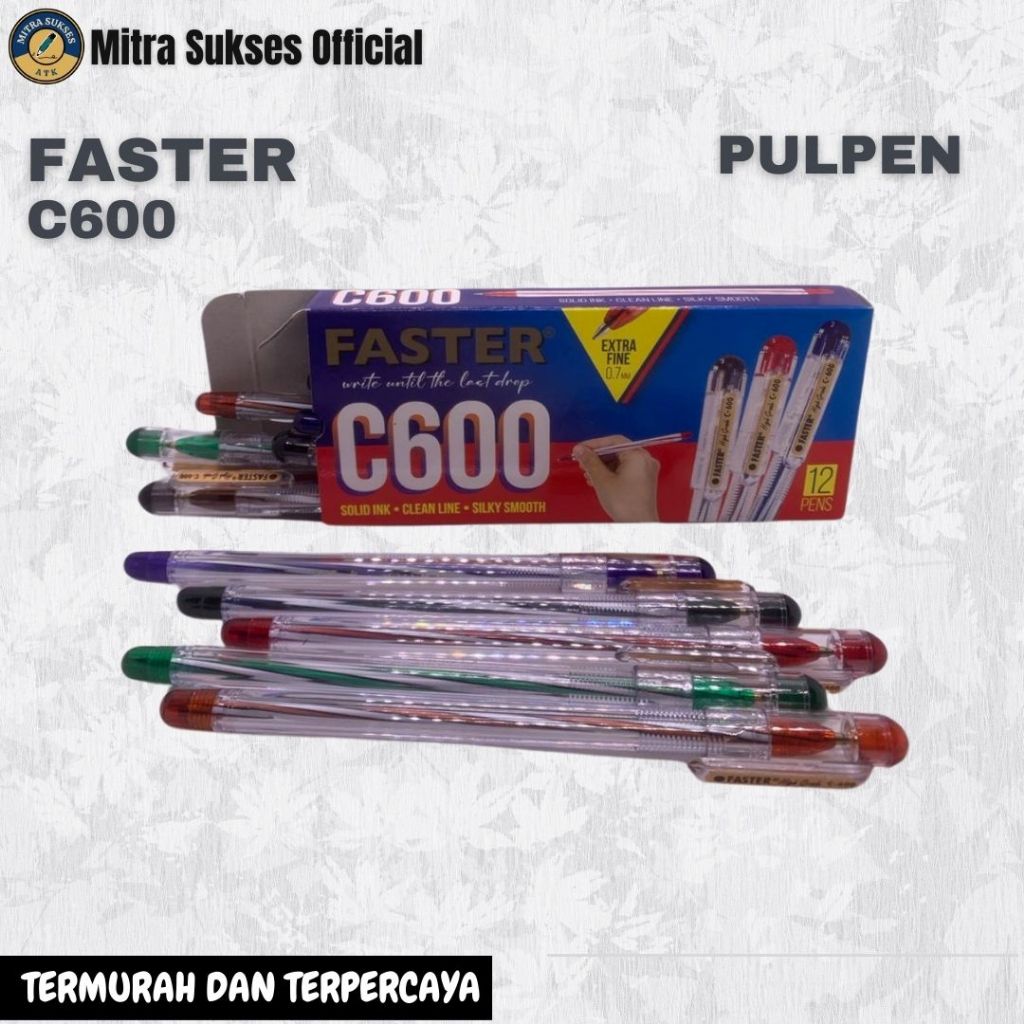 Jual Pulpen FASTER C600 0.7mm 1pack (12 pcs) | Shopee Indonesia