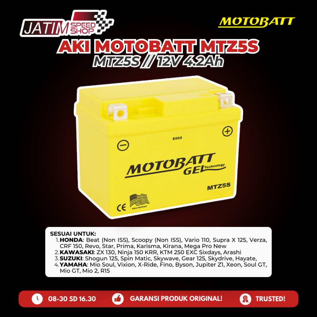 Jual Aki Motobatt Motobat MTZ5S 5S 12V 4.2Ah Sesuai Untuk Beat Scoopy ...