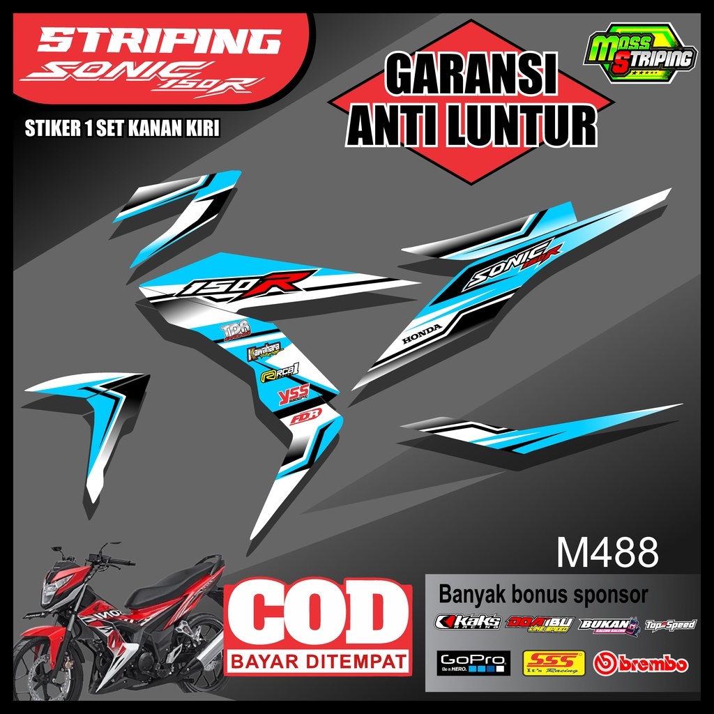 Jual Stiker Striping motor Honda SONIC 150R 150 R M488 Sticker Setiker Setriping setrip strip ...