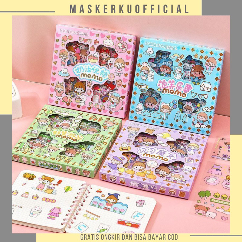 Jual Sticker Stiker MOMO Rainbow isi 100 lembar anti air / Stiker MOMO ...