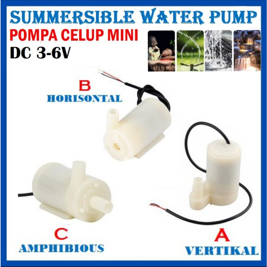 Jual Pompa Air Celup Mini Micro Summersible Water Pump DC Arduino 3-6V ...