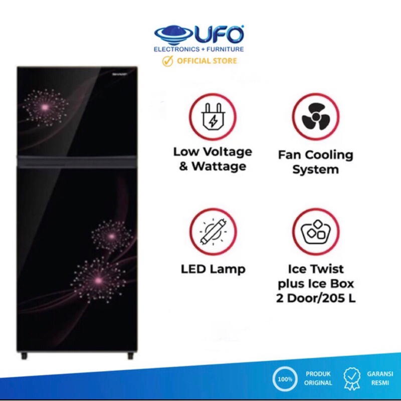 Jual Sharp Lemari Es 2 Pintu 187 Liter SJ237MGDP Hitam | Shopee Indonesia