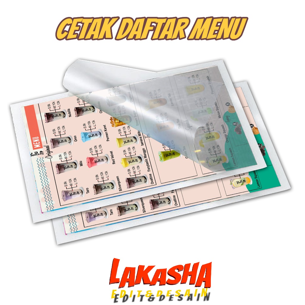 Jual CETAK DAFTAR MENU A3/A3+ LAMINASI / LAMINATING | Shopee Indonesia