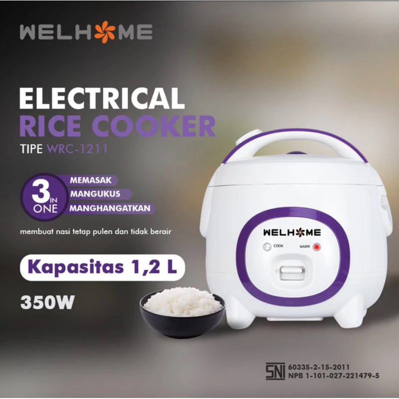 Jual Rice Cooker Welhome 1.2 L WRC-1211 / Mejikom Kecil Murah | Shopee ...
