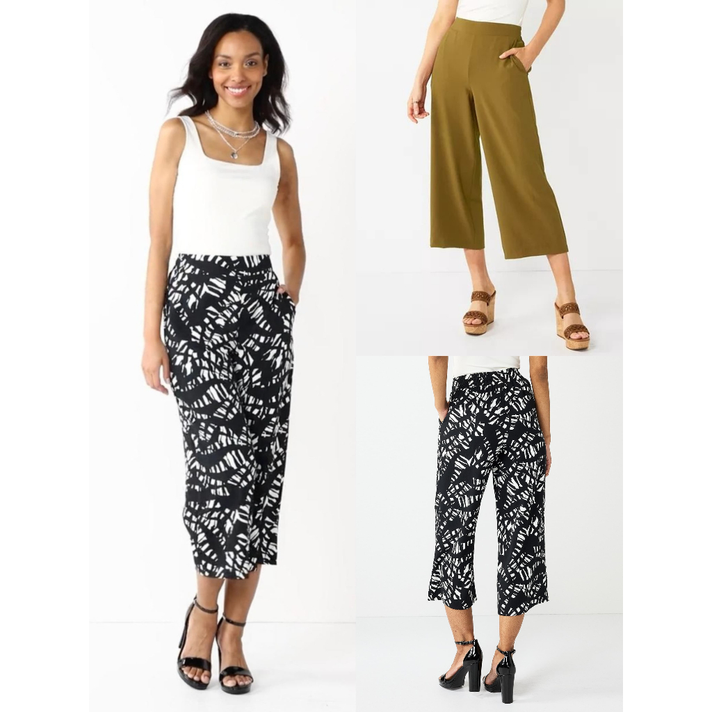 Jual NINE WEST Pull-On Wide-Leg Crop Pants - 4951 | Shopee Indonesia