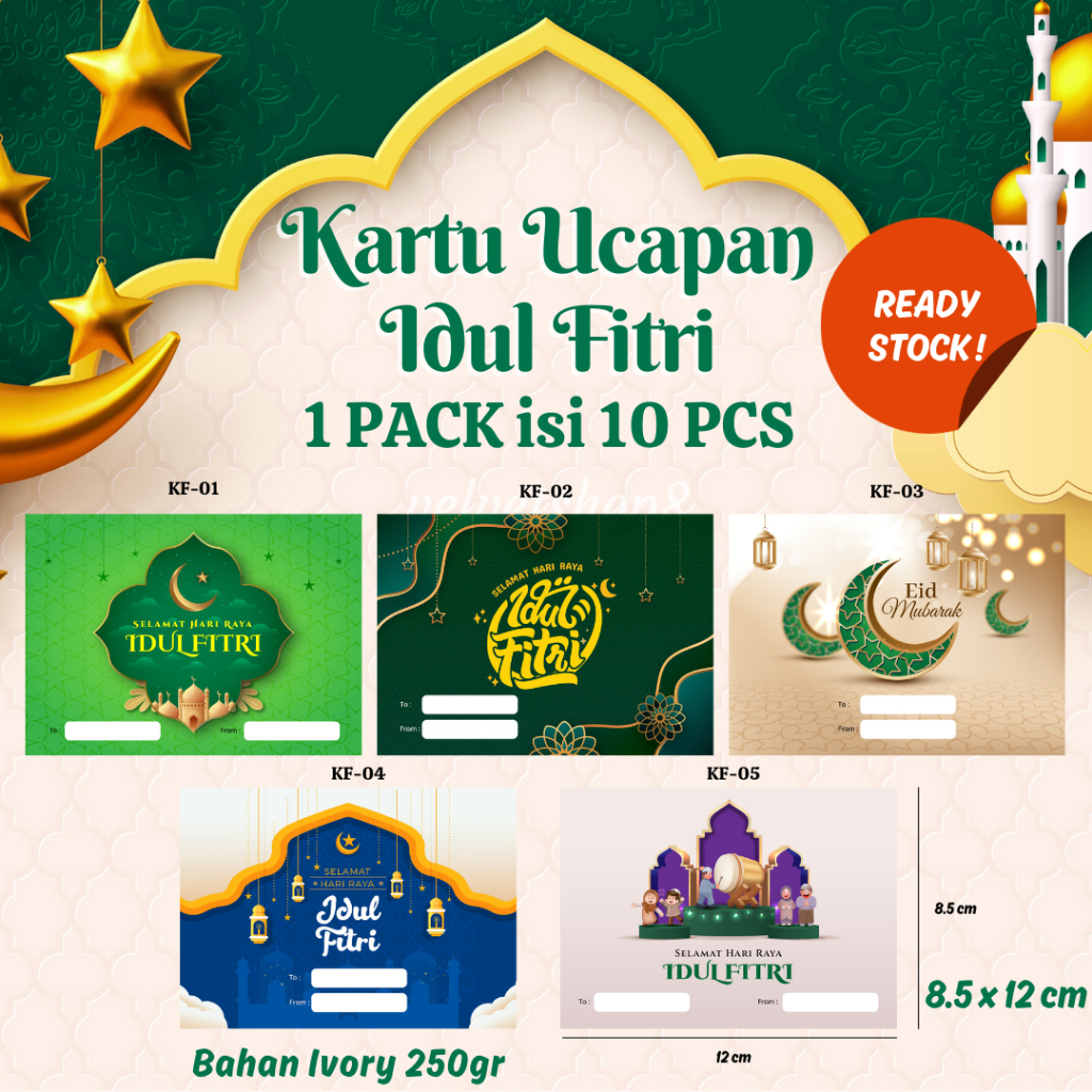 Jual Kartu Ucapan Idul Fitri Greetings Card Lebaran Ramadan - Isi 10 ...
