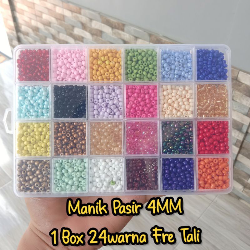 Jual 1 Box 24 sekat Manik Payet Pasir 4mm 6/0 Bahan kerajinan Menjahit ...