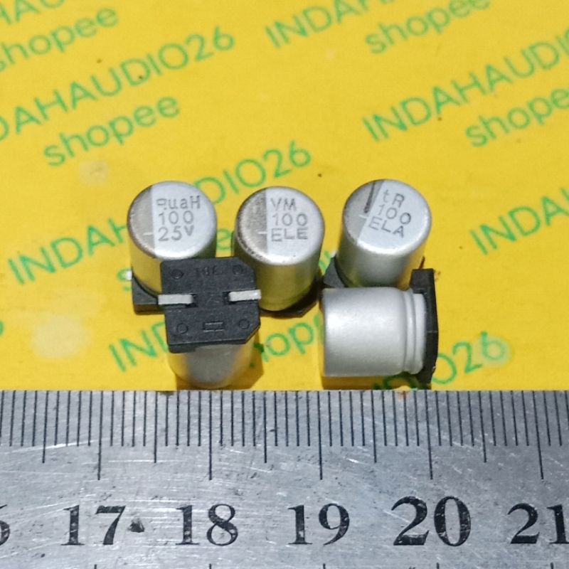 Jual d8x10mm 100uf E 25V elko smd kapasitor 25 v elco solid capacitor ...