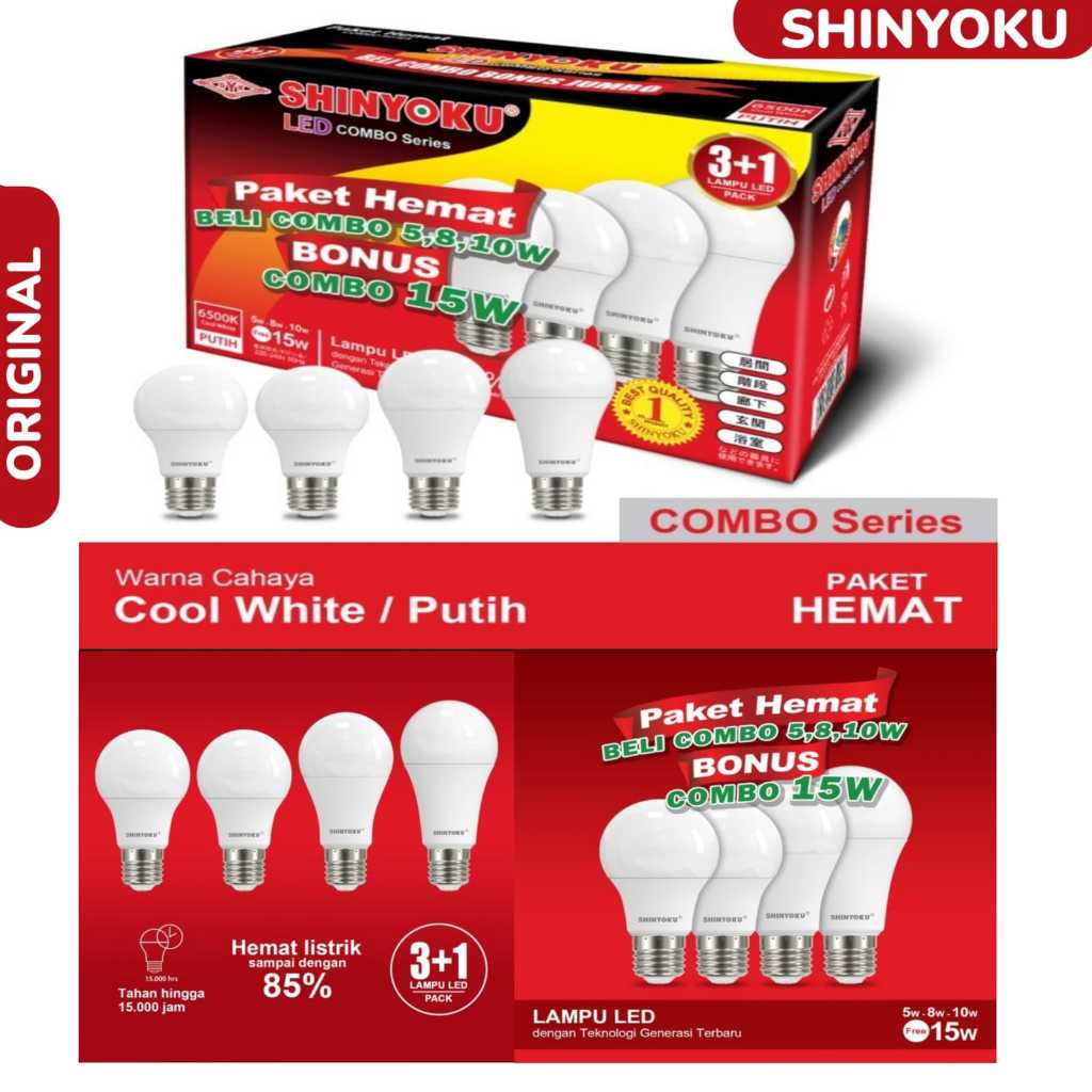 Jual Shinyoku Lampu LED Combo Series Paket Hemat Beli Combo 5w 8w 10w ...