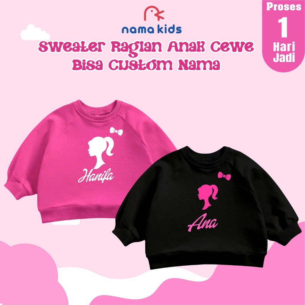 Jual SWEATER ANAK Viral RAGLAN SABLON DESAIN SILUET lucu COSTUM NAMA ...