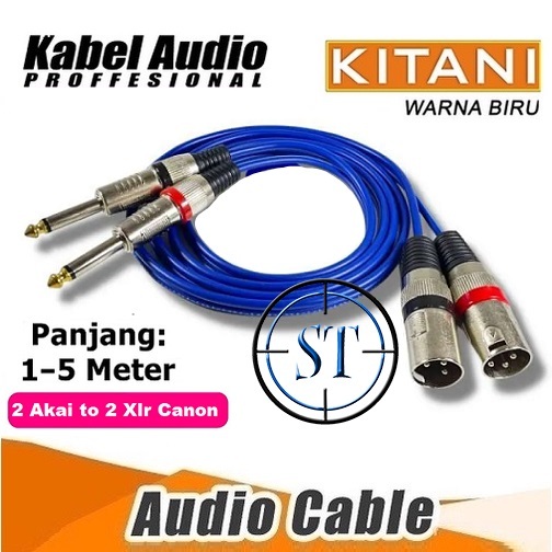 Jual Kabel Audio Mic Jack Akai Mono 6.5mm ( 2 Akai ) to ( 2 XLR MALE ...