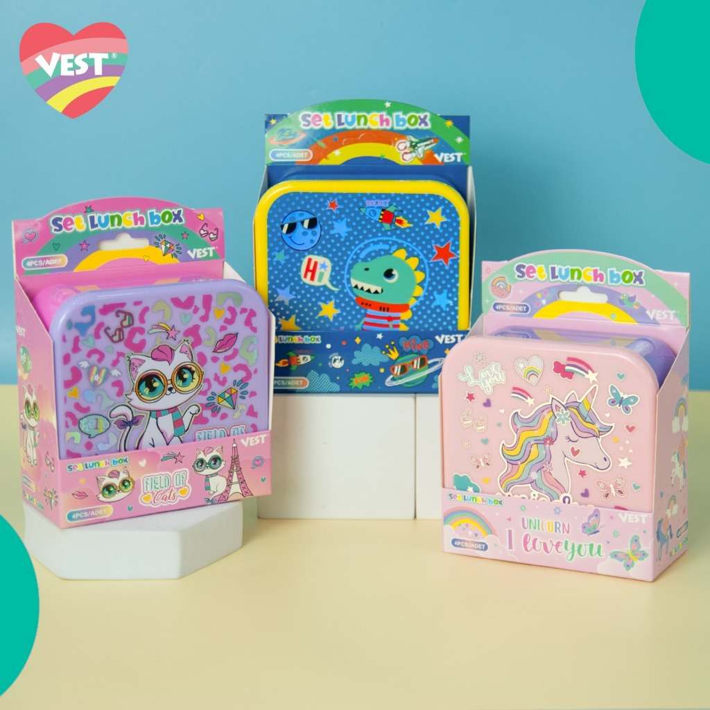 Jual VEST lunchbox set 4pcs container snacks / tempat makan anak U2085 ...