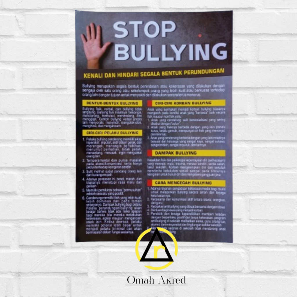 Jual Poster Stop Bullying - Kenali dan Hindari Segala Bentuk Perundungan - Poster Sekolah ...