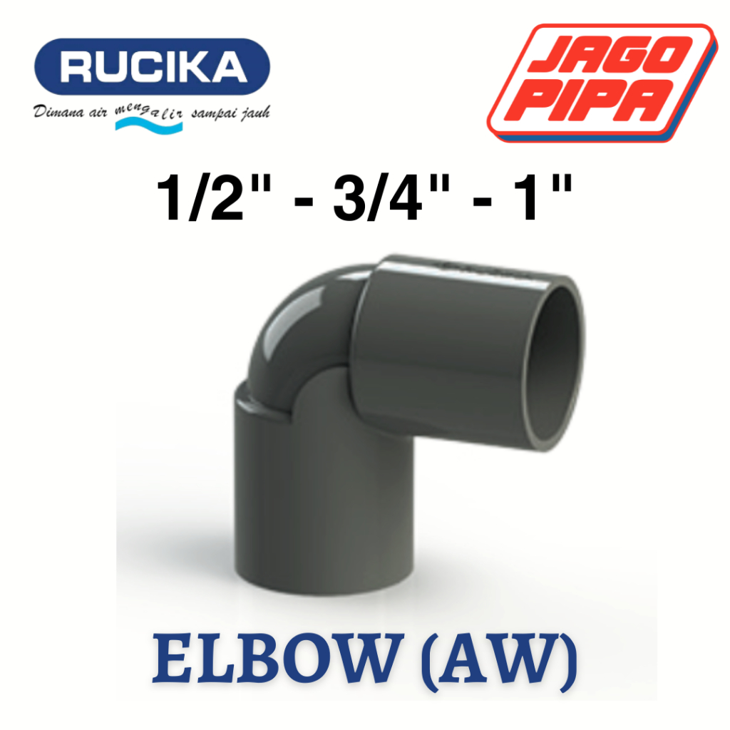 Jual Rucika Elbow 1/2 - 3/4 - 1 Inch AW Knee Knie Keni Siku 90 Fitting PVC 1/2" 3/4" 1" | Shopee ...