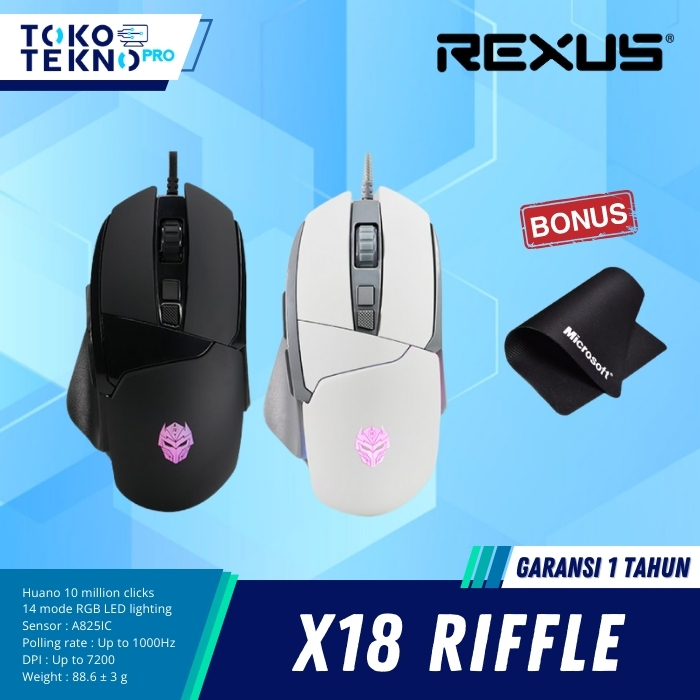 Jual Rexus X18 / X-18 Rifle Ergonomic Gaming Wired Mouse RGB | Shopee ...