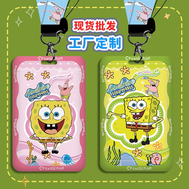 Jual SpongeBob ID Card Holder Strap Lanyard Anime | Name Tag Card ...