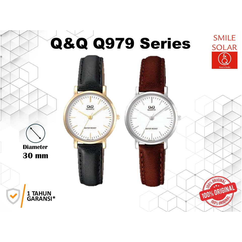 Jual NEW! Jam Tangan Wanita Casual Classic Kulit Leather Analog Original Q&Q QNQ QQ Q979 Q979J ...