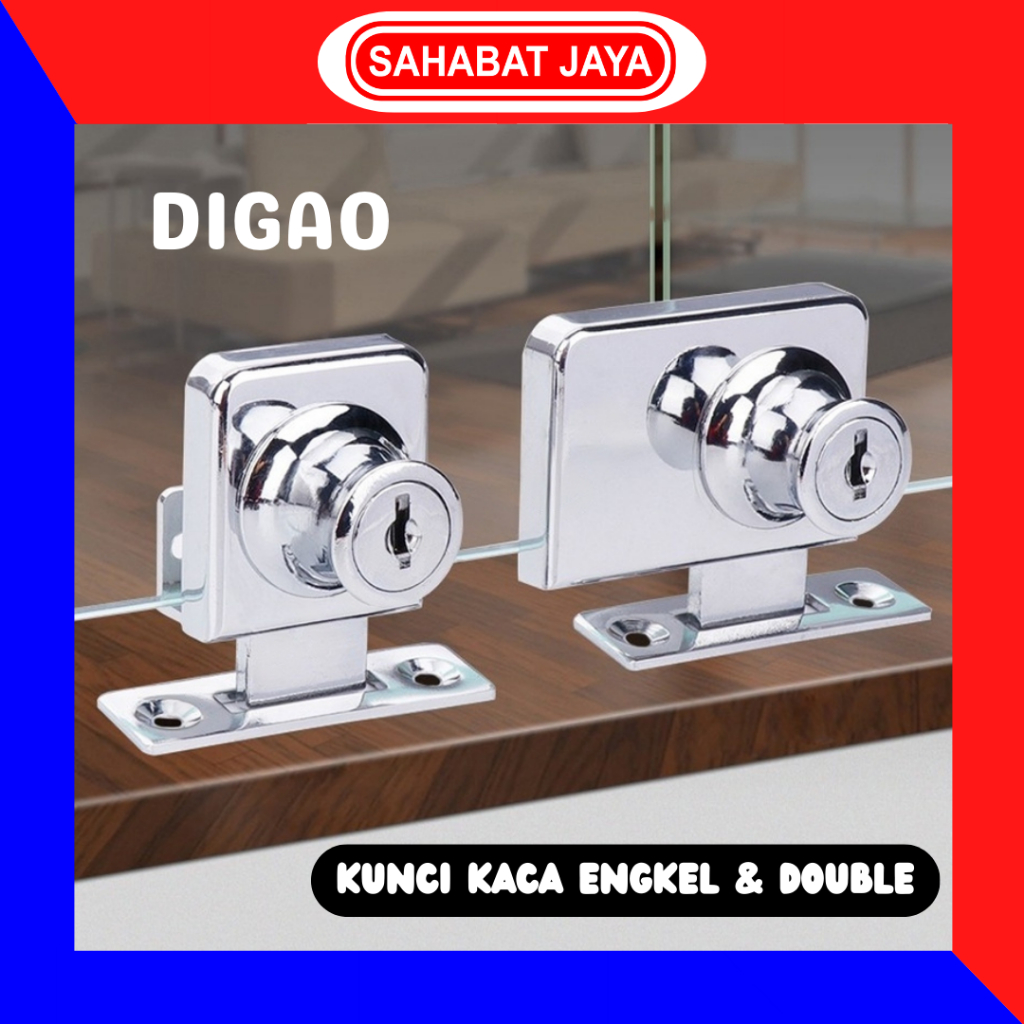 Jual DIGAO Kunci Lemari Kaca Etalase Single Engkel Double 407 408 409 | Shopee Indonesia