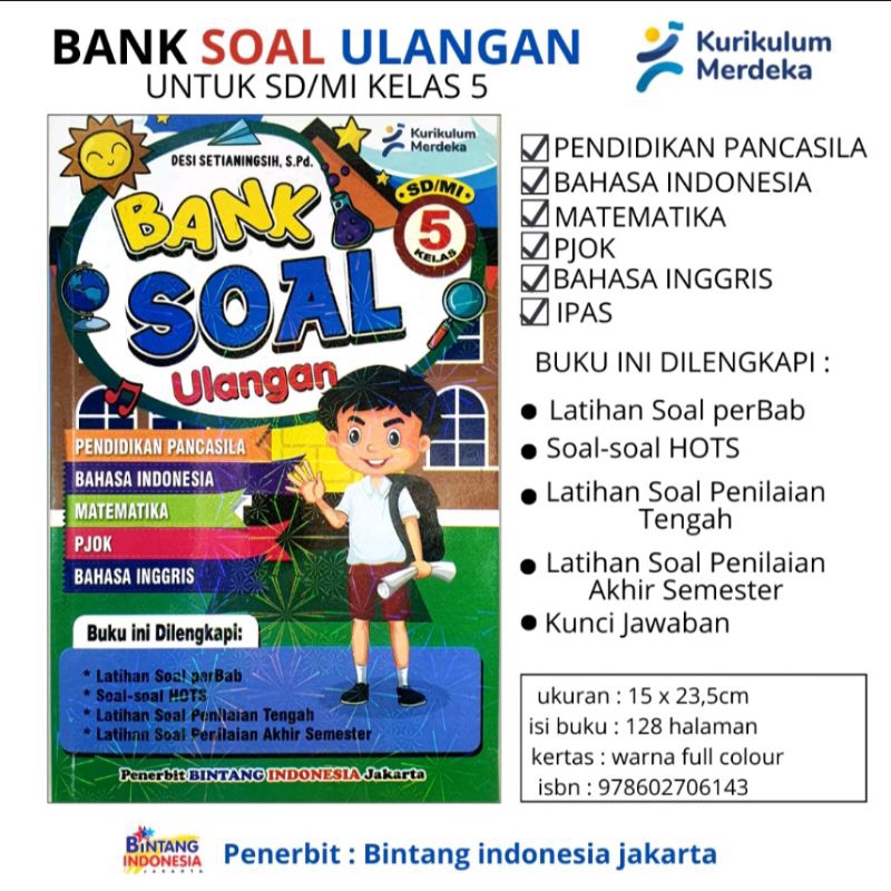 Jual Bank soal ulangan kurikulum merdeka kelas 1 s/d 6 SD/MI - Bintang Indonesia jakarta ...