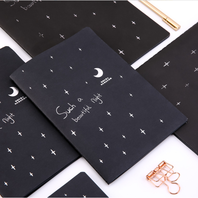 Jual BUKU TULIS kertas HITAM Black paper plain Notebook Hitam polos A6 ...