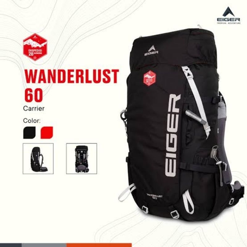Jual carrier eiger wanderlust 60 exspedisi 28 gunung (scond) | Shopee Indonesia