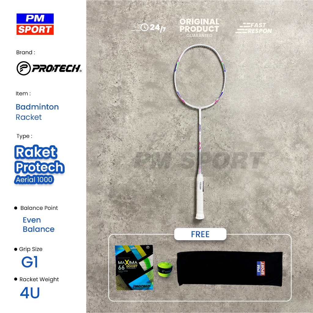Jual RAKET BADMINTON / BULUTANGKIS PROTECH AERIAL 1000 - WHITE SILVER ...