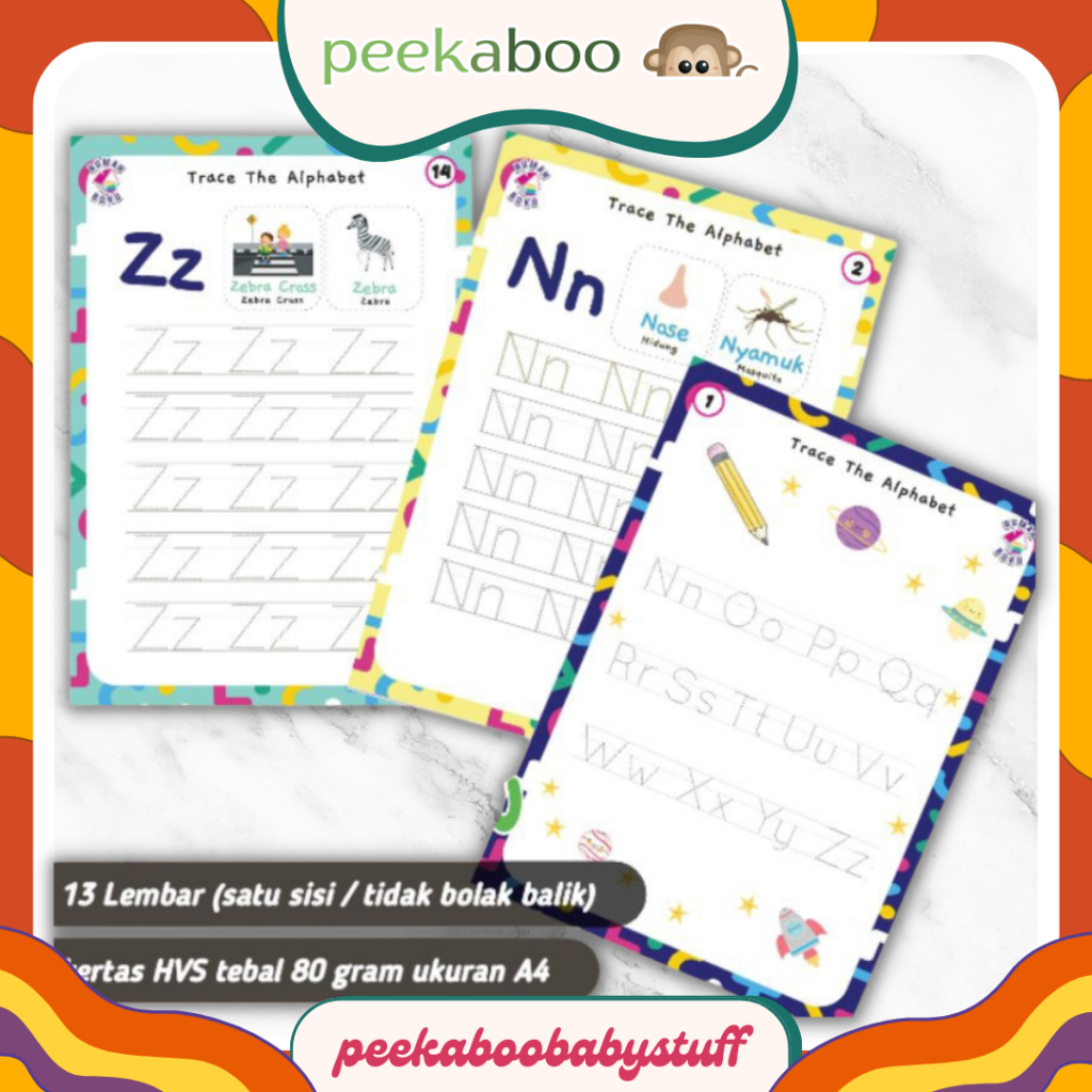 Jual LEMBAR AKTIVITAS TRACING ANAK PAUD TK - TEMA HURUF N-Z | UKURAN ...