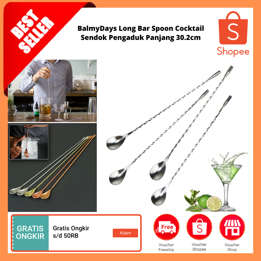 Jual Long Bar Spoon Cocktail Sendok Pengaduk Panjang 30.2cm / Sendok ...