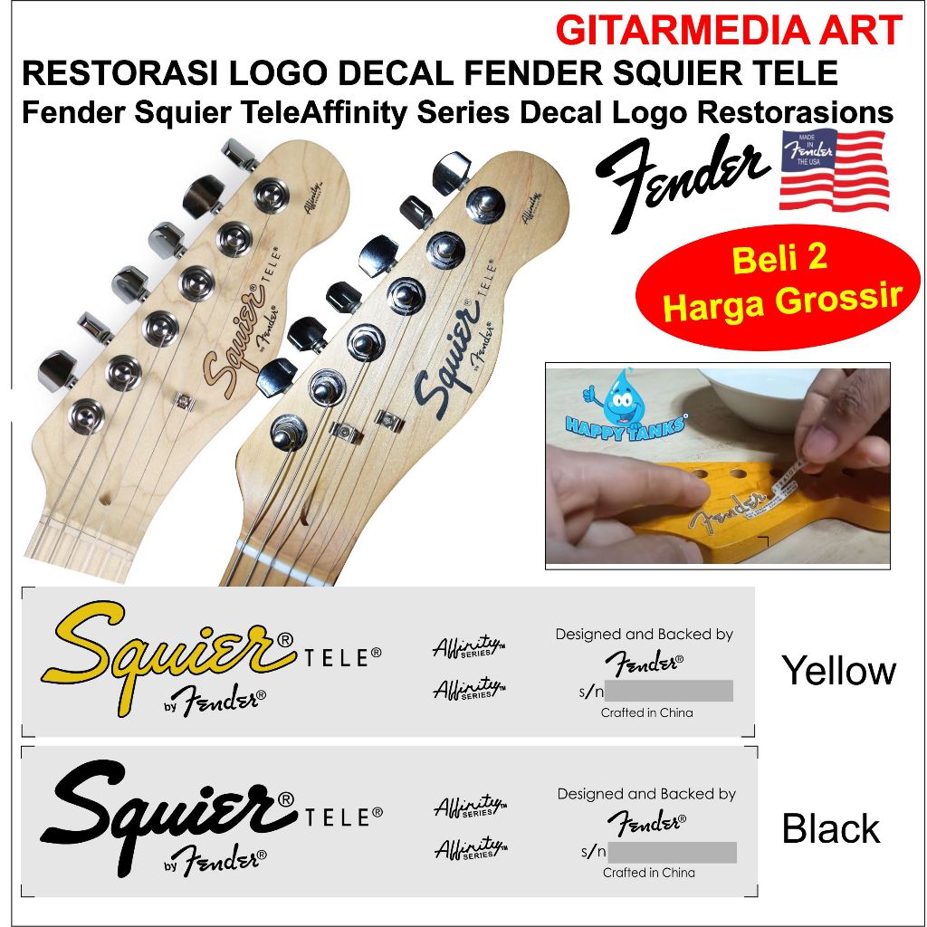 Jual logo squeir fender telecaster afinnty series-logo squeir tele ...