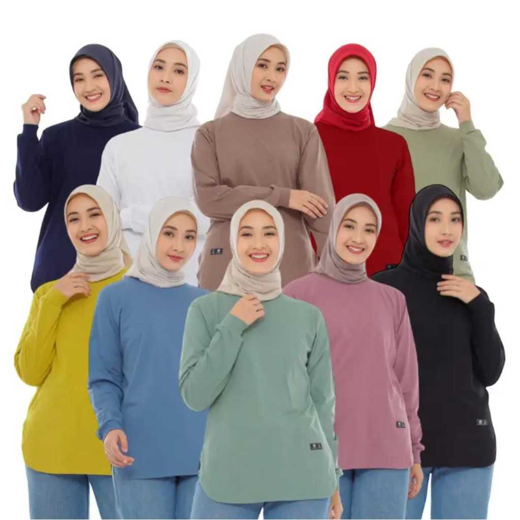 Jual Kaos Atasan polos lengan panjang model bawahan oval bahan baby ...