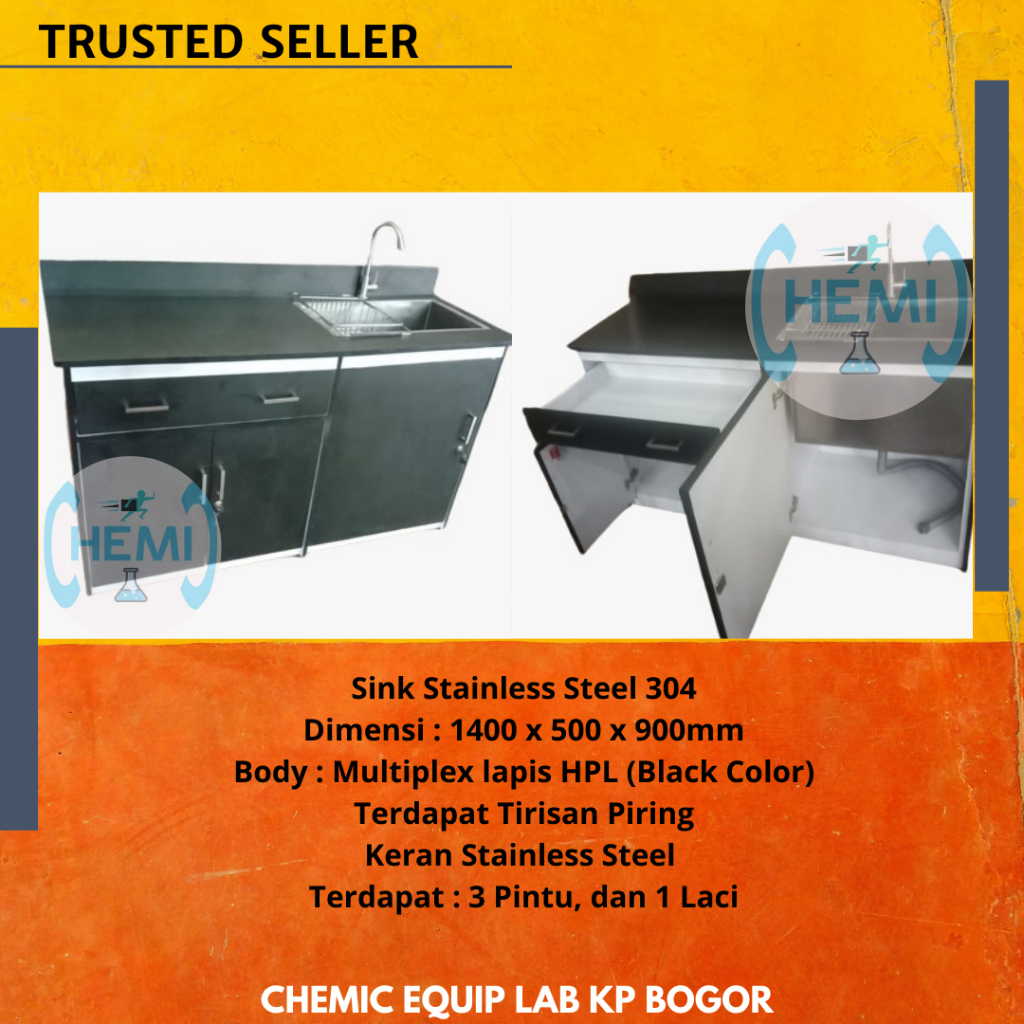 Jual 140 FURNITURE LABORATORIUM MEJA WASTAFEL HPL SINK SS/ MEJA KERJA ...