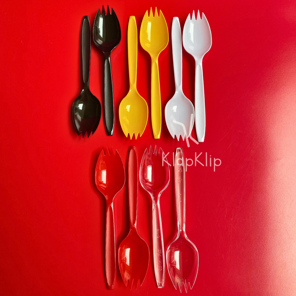Jual 100pcs Spork Plastik SOLID Tebal Sendok Ujung Garpu Take Away High ...