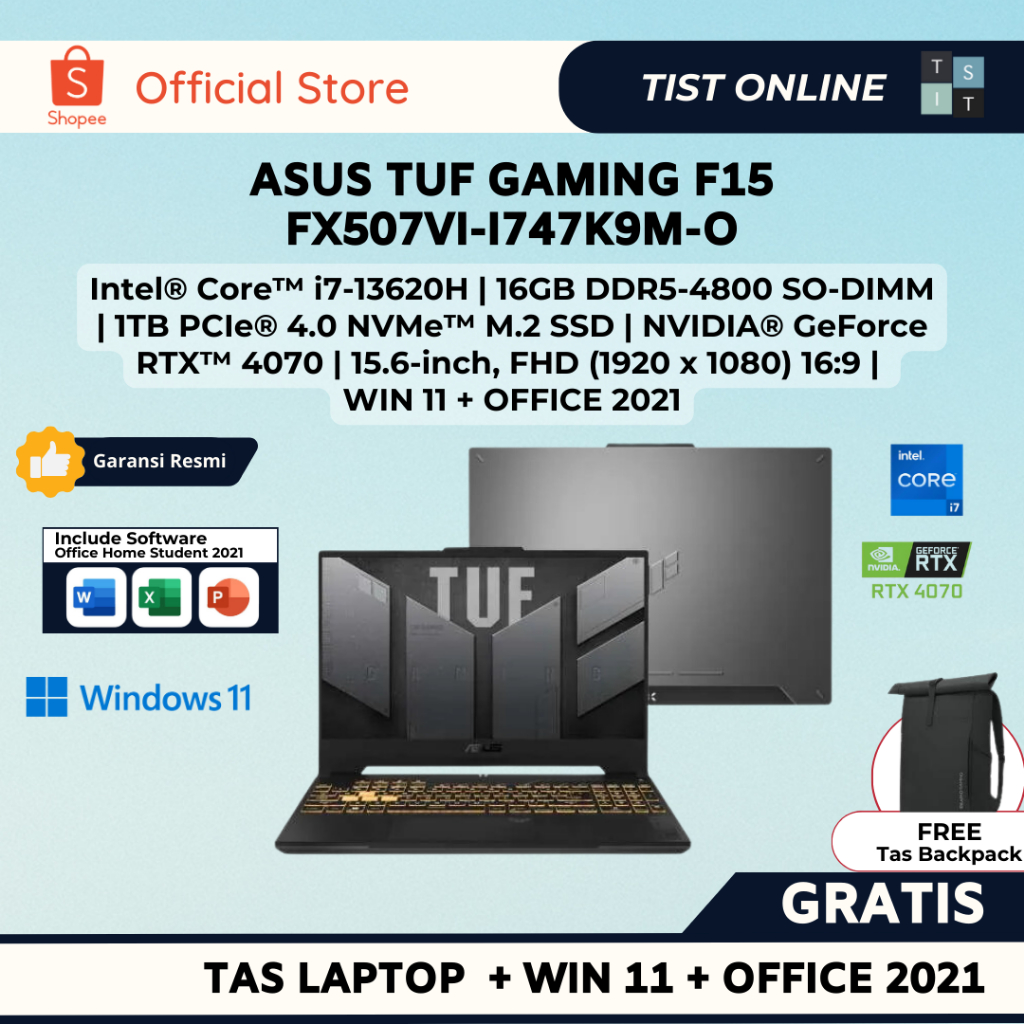 Jual ASUS TUF F15 FX507VI-I747K9M-O Core i7-13620H 16GB SSD 1TB RTX4070 ...