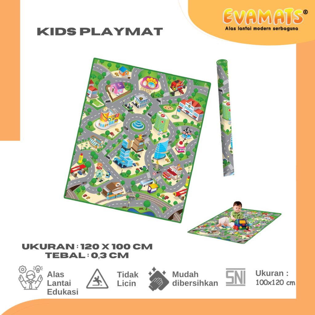 Jual EVAMATIC Tikar EVA Seri Edukasi CityMap 100 X 120 CM | Karpet ...